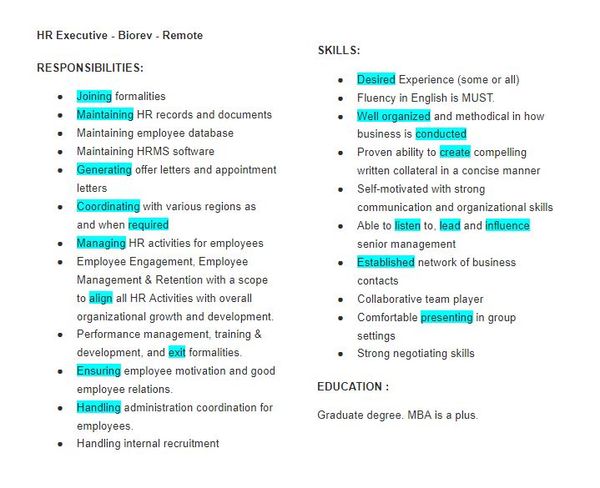 HR Executive Resume Example and Writing Guide | Cresuma