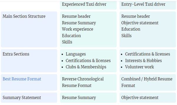 Taxi Driver Resume Example (+Writing Guide) | Cresuma